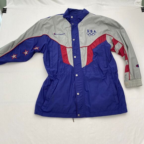 Champion | Jackets & Coats | Vintage Champion Olympics Jacket Gray Blue ...